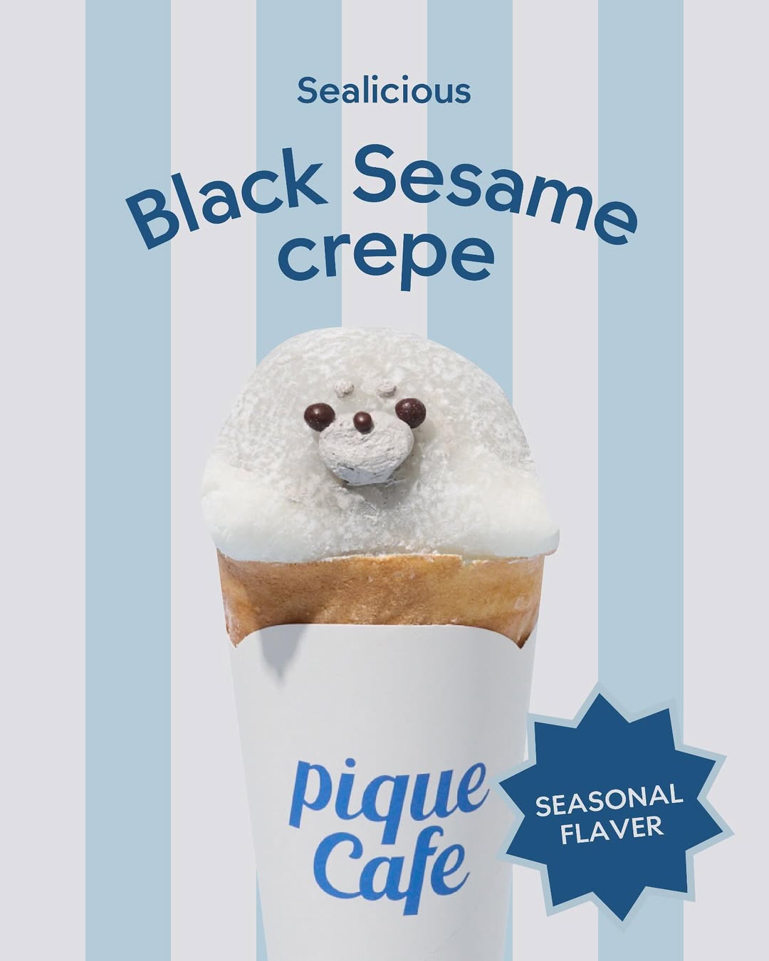 濃郁芝麻冰淇淋好香！Gelato Pique Cafe 快閃推出「海豹麻糬可麗餅」，是夏天限定菜單 - A Day Magazine